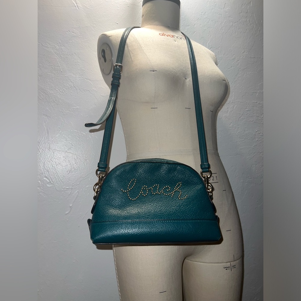 Coach Dome Crossbody Studded Coach Script Viridian - Gem